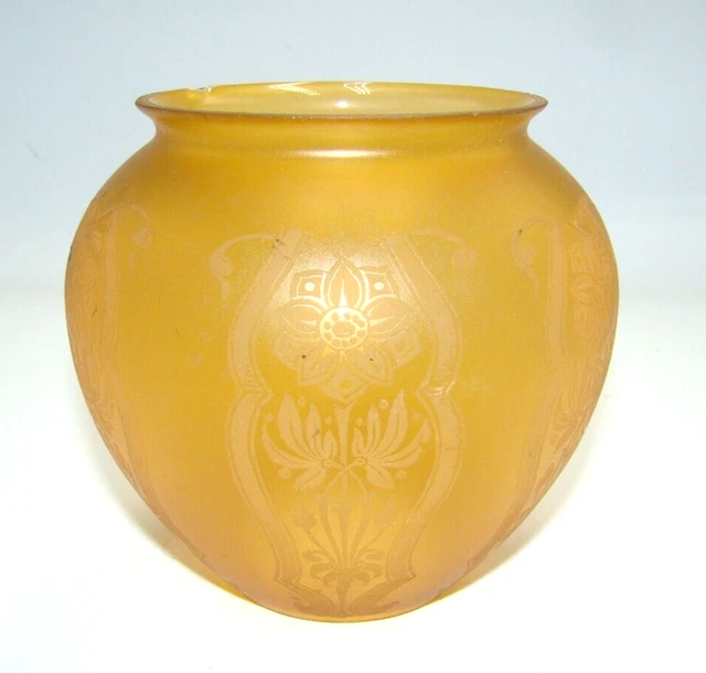VINTAGE AMBER ETCHED Satin Glass Lamp Shade £19.14 - PicClick UK