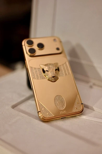 CUSTOM 24K GOLD Apple iPhone 17 Pro Max PANTHER Design Diamond ...