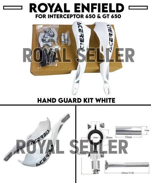 ROYAL ENFIELD &HAND GUARD KIT WHITE" For Interceptor 650 & Continental ...