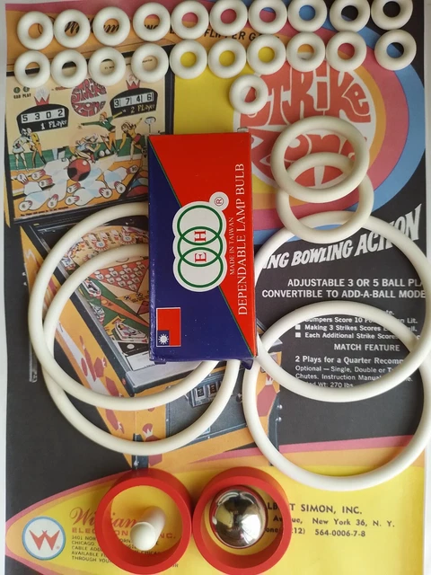 KIT COMPLET- ELASTIQUE BILLE AMPOULE- FLIPPER-STRIKE ZONE- WILLIAMS ...