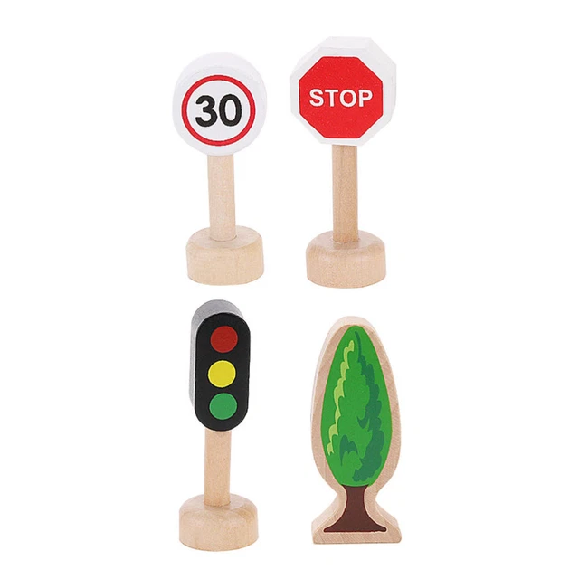 PRETEND PLAY WOODEN Road Sign Toy Traffic Toys Fun and Learning Toddler ...