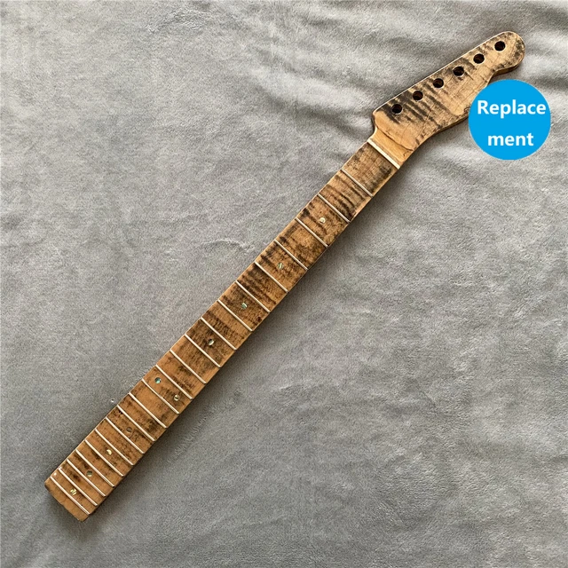 TIGER FLAME MAPLE Electric Guitar Neck Replacement 21 Fret Abalone Dot ...