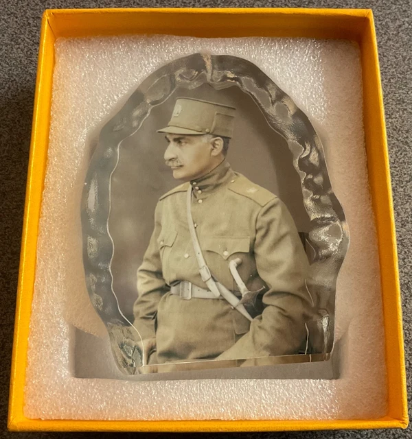 STUNNING REZA SHAH PAHLAVI THE GREAT,RARE PHOTO CRYSTAL PAPERWEIGHT,295 ...