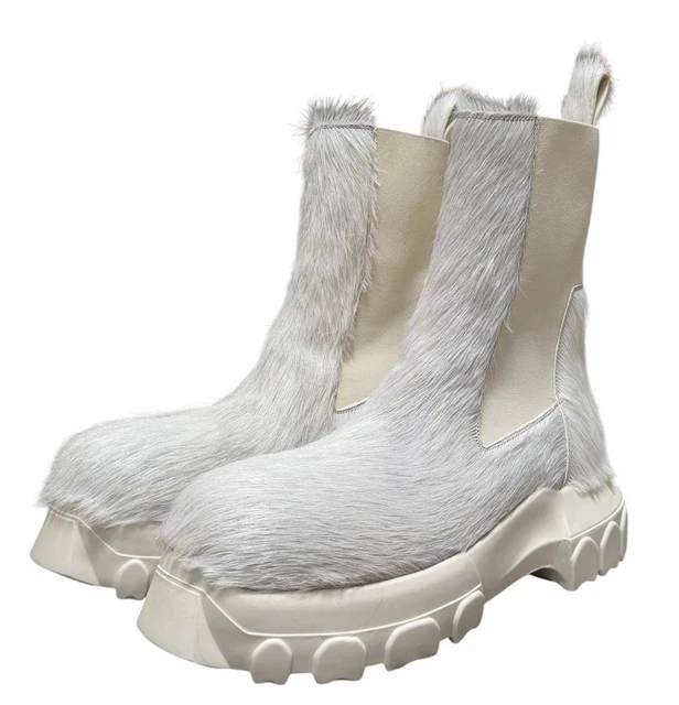 RICK OWENS BEATLE Bozo Tractor Genuine Calf Hair Chelsea Boots £1,224. ...