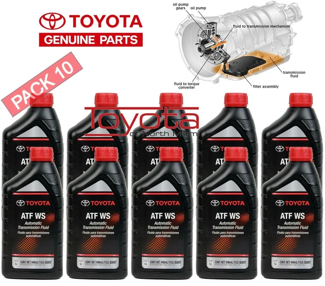 10 QUART GENUINE TOYOTA ATF WS Automatic Transmission oil Fluid ATFWS ...