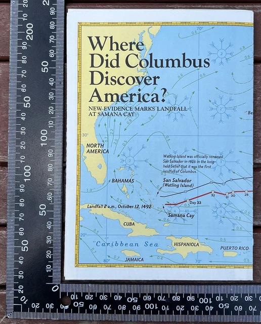 VINTAGE NATIONAL GEOGRAPHIC Map / Poster, Columbus Discover America ...