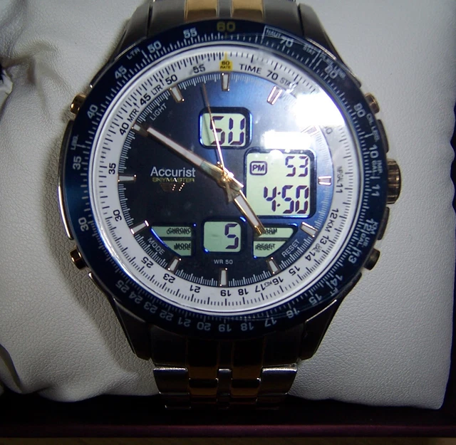 ACCURIST MENS SKYMASTER Stainless Steel Two Tone Chronograph Watch ...