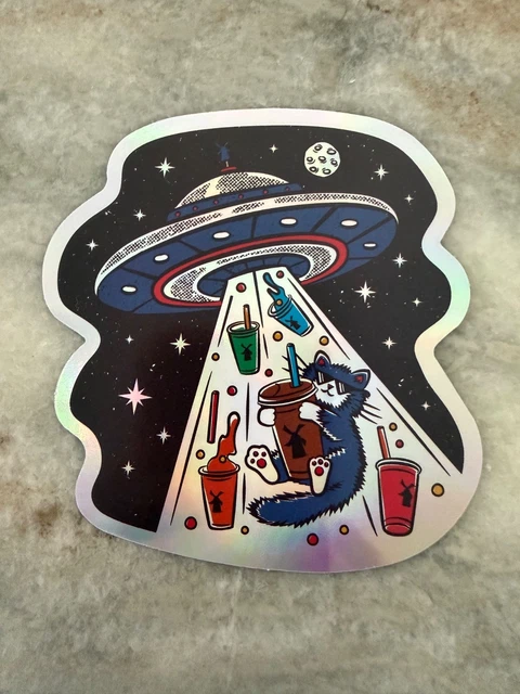 DUTCH BROS ~ July 1st 2026 ~ Sticker Drop ~ Holographic UFO/Cat Design ...