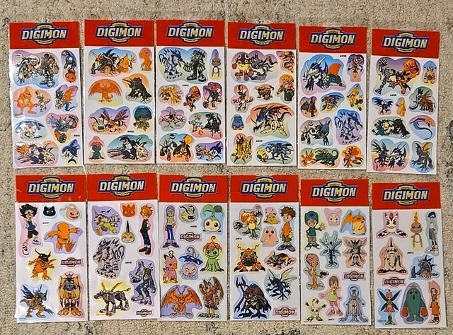 DIGIMON STICKERS VINTAGE 2000s - Full Set Sheets 1-12 $10.50 - PicClick CA