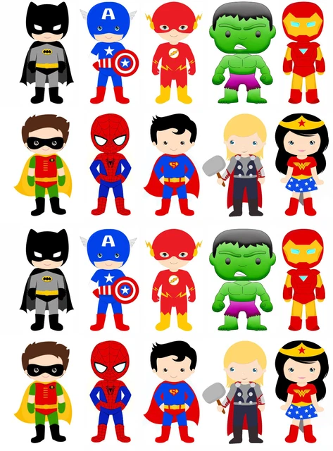 20 X EDIBLE Stand Up Superhero Wafer Toppers Cupcake Fairy Cake ...