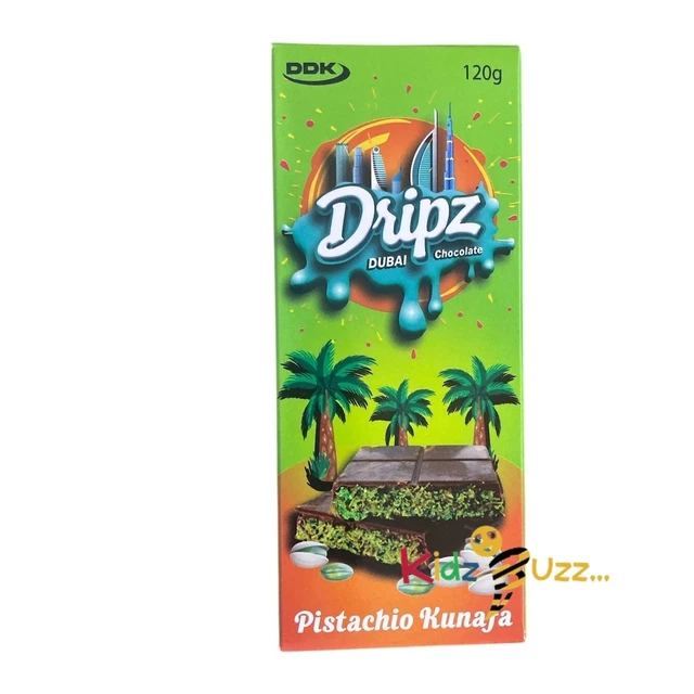 DRIPZ DUBAI CHOCOLATE Pistachio Kunafa Bar 120G (Pack Of 2) Delicious Bar £14.99 - PicClick UK