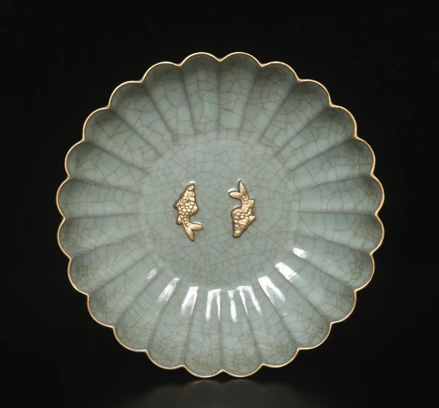 25CM FINE OLD Chinese Ru Yao Ru Kiln Dish w/ fish £151.46 - PicClick UK