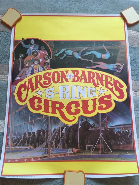 CARSON AND BARNES 5 Ring Circus Poster - Elephants, Clowns, Trapeze £10 ...