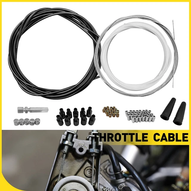 UNIVERSAL 5M DIY Throttle Cable Kit Nipples Ferrules Motorcycle Long ...