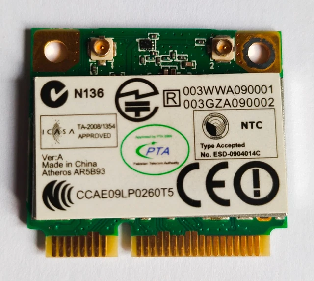 CARTE WIFI ATHEROS PDD-AR5B93 mini pcie half Wifi B/G/N EUR 6,00 ...