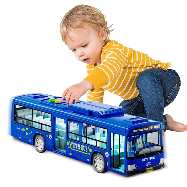 ELECTRIC CITY BUS Toy Openable Door School Bus Toy for Boys Girls (Blue ...