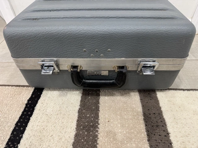 VINTAGE HARD SHELL Briefcase Gray Combination Lock Attache Case £31.07 ...
