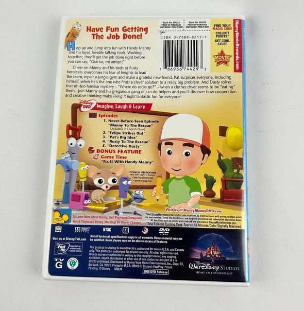 WALT DISNEY HANDY Manny Fixing It Right DVD - Kids & Toddler TV show ...