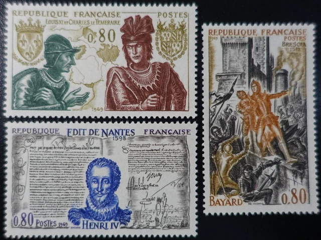 FRANCE TIMBRE LOUIS XI, BAYARD et HENRI IV N°1616/1618 NEUF ** LUXE MNH ...