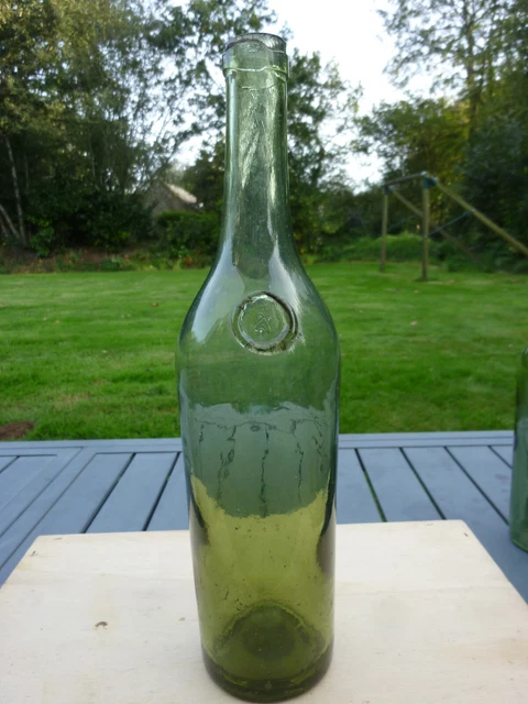 BOUTEILLE VIN VERRE soufflé sceau cachet marquis Pomereu antique sealed ...