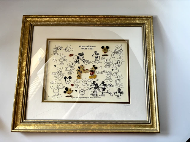 DISNEY MICKEY MOUSE Minnie Model Sheet Framed Pin Set Limited Edition ...