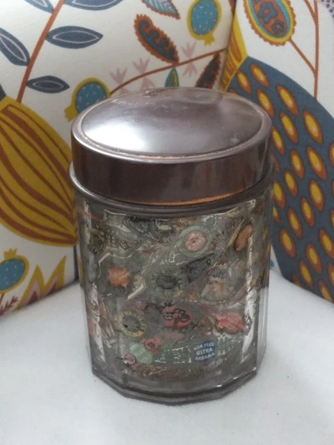 OLD VINTAGE GLASS Tobacco Cigar Label Jar Leather Lined Copper Lid ...
