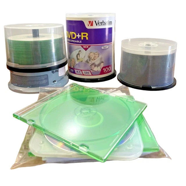 RECORDABLE DISC LOT Verbatim DVD+R 4.7GB, Fujifilm CD-R & Mixed Brands ...