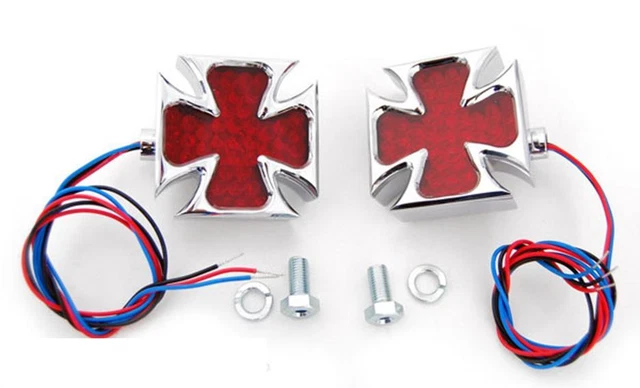 FRECCE MOTO CUSTOM Croce Maltese Led Cromate Harley Davidson Sportster ...