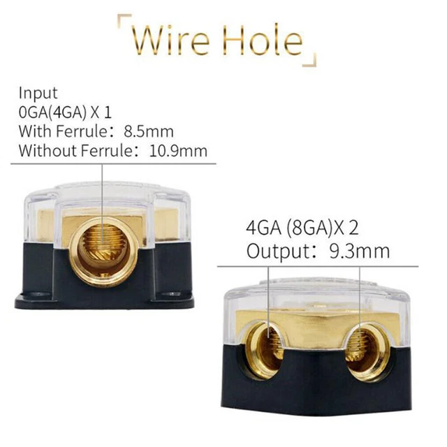 2 WAY POWER Distribution Block Power/Ground Splitter 0/4gauge AWG For ...