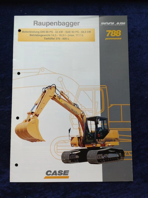 CASE POCLAIN 788 caterpillar excavator brochure 1996 perforated £5.58 - PicClick UK