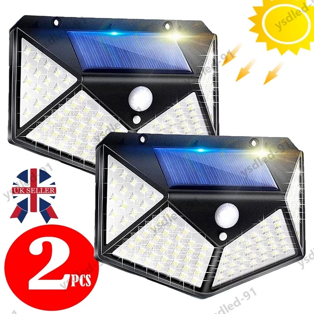 SOLAR POWER PIR Motion Sensor Wall Lights 100 LED Outdoor Garden Security Lamp £7.88 - PicClick UK