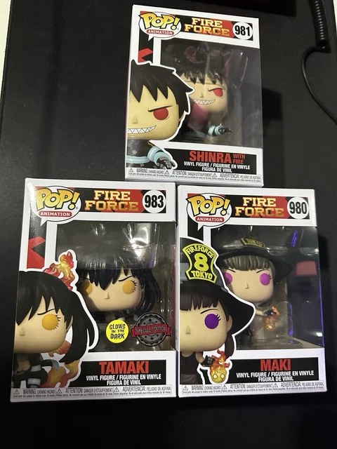 FIRE FORCE FUNKO Pop Bundle Tamaki GITD GLOW #983 + Shinra fire #981 ...