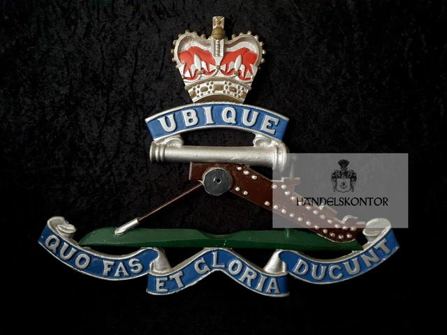 GROSSE KASERNENPLAKETTE SCHILD Ubique, Royal Artillery, 27. Command ...