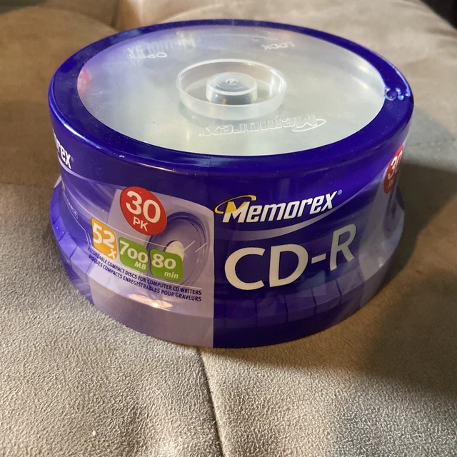 MEMOREX CD-R RECORDABLE Blank Disc 52X 700MB 80 Min 30 Pack New Sealed ...