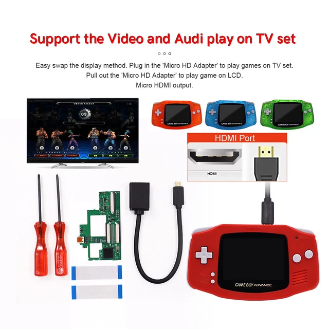 32 PIN GBA HDMI PCB scheda mod kit convertitore HDTV uscita TV per ...