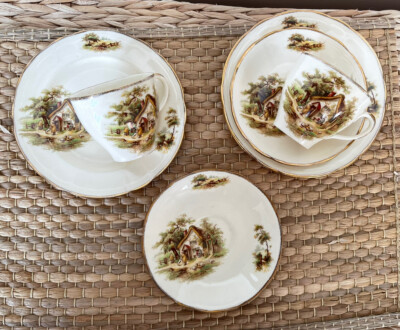 VINTAGE ALFRED MEAKIN Country Tea Trio Set RARE 1940s Good Vintage ...