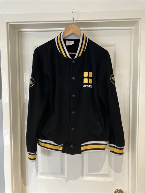 PRIMARK X GREGGS Sausage Roll Varsity Baseball Jacket Limited Ed Black ...