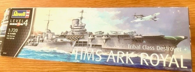 REVELL HMS ARK Royal & Tribal Class Destroyer 1:720 Ship Plastic Model ...
