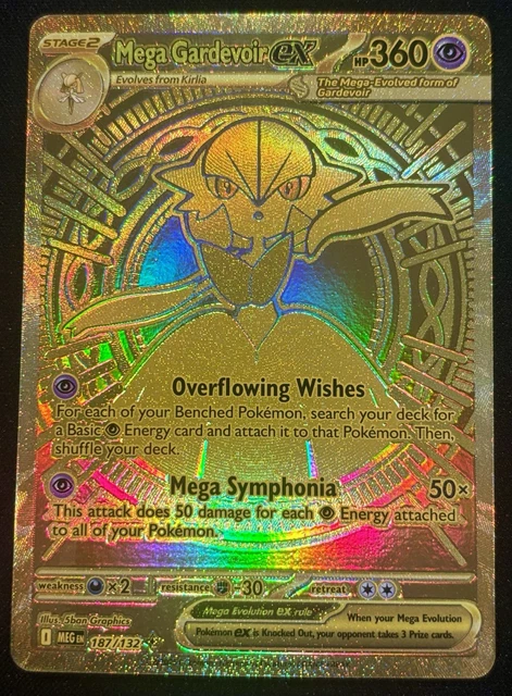 POKÉMON TCG MEGA Gardevoir EX Gold Hyper Rare Card 187/132- Pack fresh ...