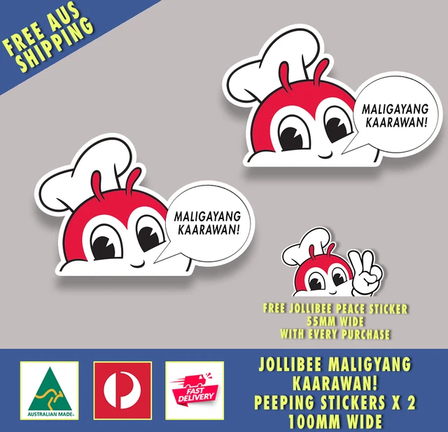 JOLLIBEE STYLE MALIGAYANG Kaarawan! (Happy Bday) Filipino Stickers X 2 ...
