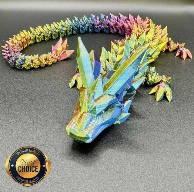 DRAGON FIDGET - Crystal Dragon Model - 3D Printed Dragons - Red Yellow ...