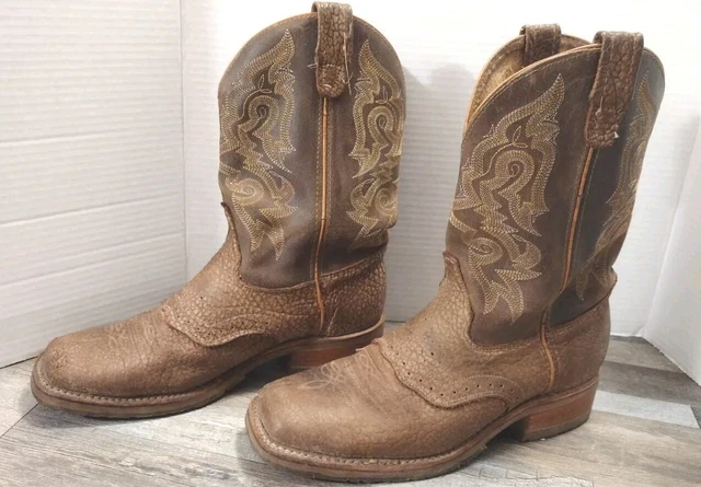 DOUBLE H MENS 9.5D brown leather square toe cowboy boots DH4416 £58.68 ...