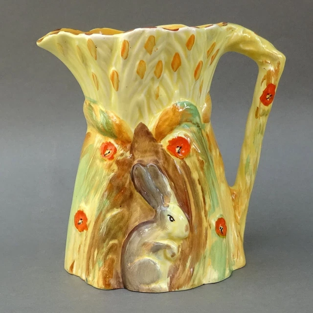 ART DECO BURLEIGH Ware Rabbit Jug ~ 5 3/4" ~ Hand Painted Enamel ~ 5063 ...