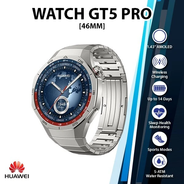 HUAWEI WATCH GT 5 Pro Bluetooth iOS Android Smartwatch (Titanium/46mm/1 ...