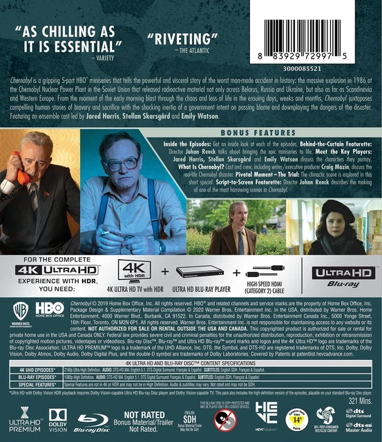 CHERNOBYL (4K UHD Blu-ray) Jared Harris Stellan Skarsgård Emily Watson ...