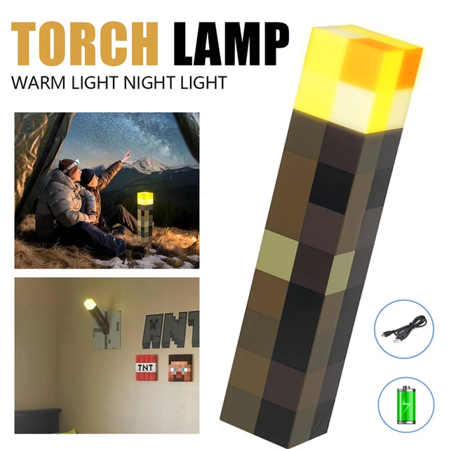 MINECRAFT GAME TORCH Lamp Led Night Light Home Decors USB Rechargeable ...