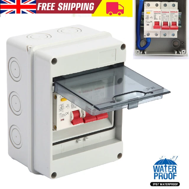 2 WAY CONSUMER Unit fuses box RCD Circuit Breakers Isolator Shed Garage Caravan £18.99 - PicClick UK