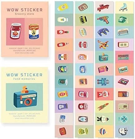 WOW STICKER GROCERY Store + Fond Memories Set - Mini Size Cute Stickers ...