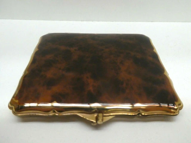 VINTAGE STRATTON FAUX Tortoise Shell Pattern Cigarette Gilt Box Card ...