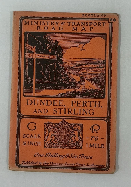VINTAGE ORDNANCE SURVEY Ministry of Transport Road Map, Scotland # 23 ...